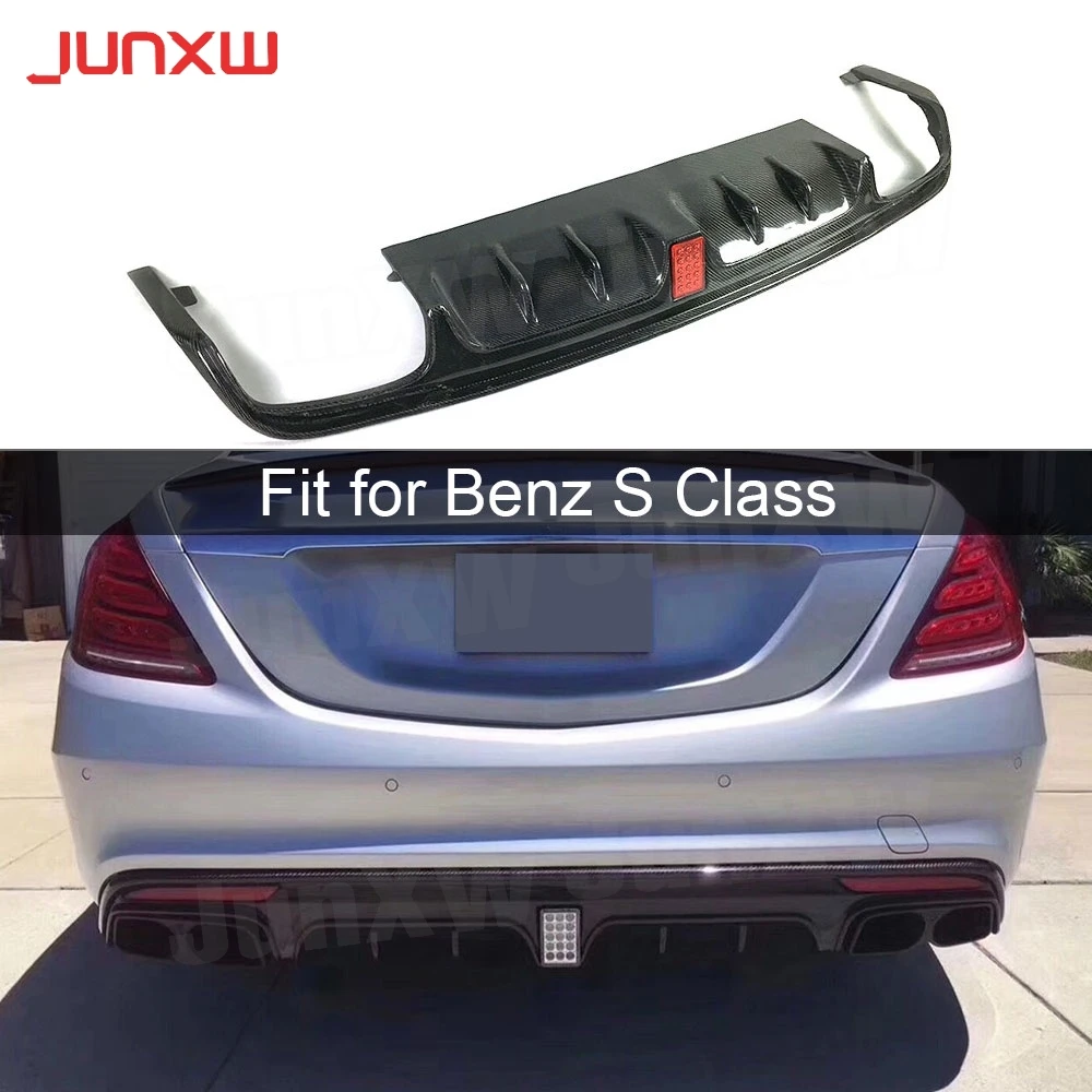 For-S-Class-W222-Carbon-Fiber-Rear-Bumper-Lip-Diffuser-Spoiler-for ...