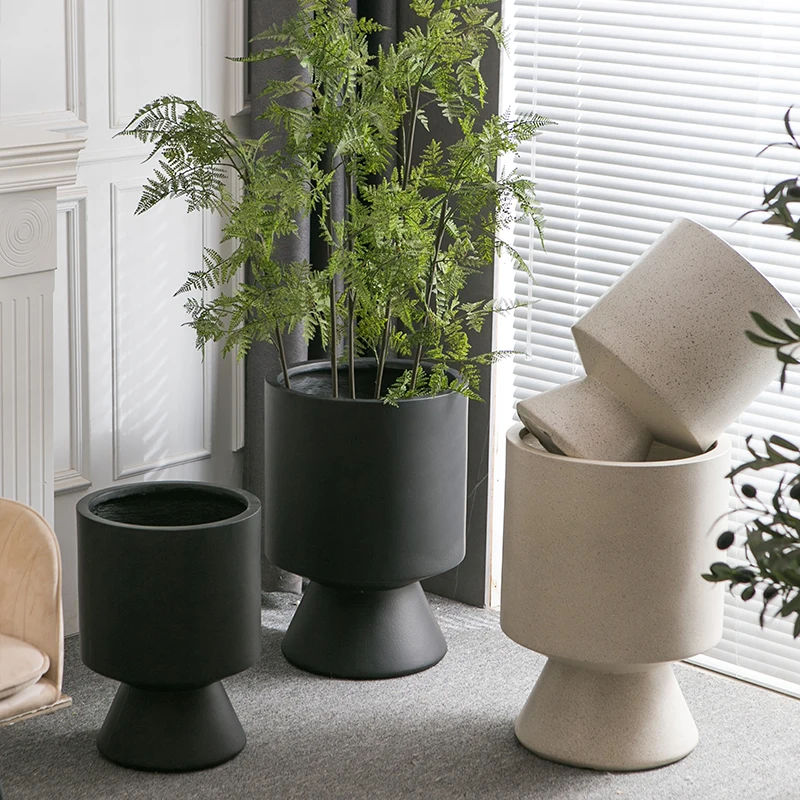 Ceramic Vase Nordic Style Magnesium Clay Floor Flower Pot Minimalist ...