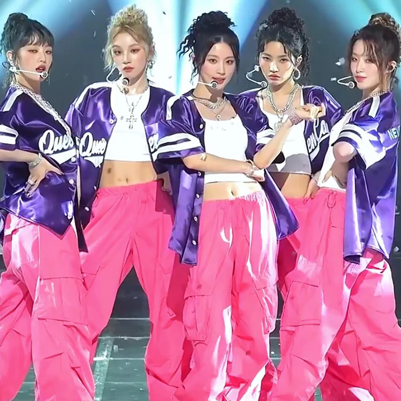 Female-Singer-Group-Kpop-Stage-Outfit-Women-Jazz-Dance-Costumes-Purple ...