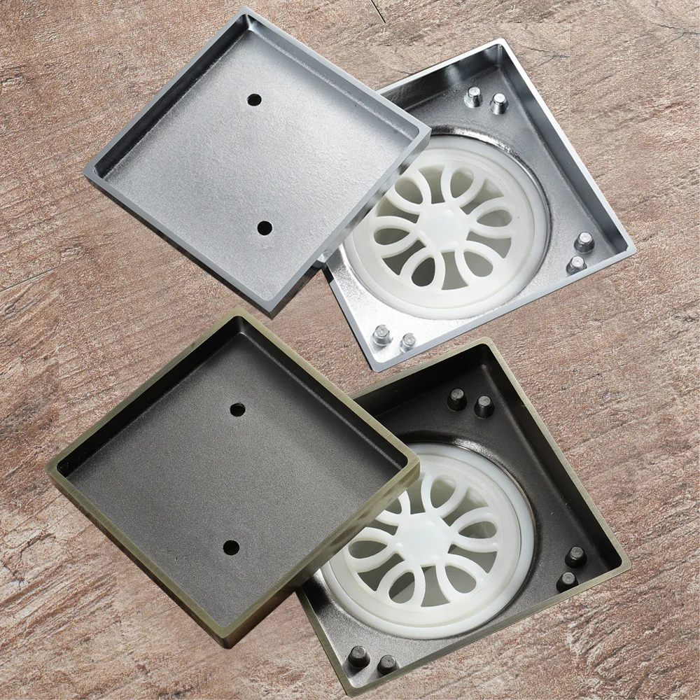 New-Invisible-Floor-Drain-Solid-Brass-Silver-Bronze-116-116mm-Square ...