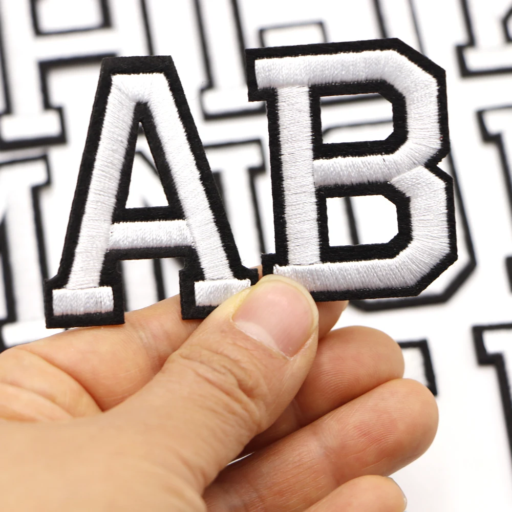 1PC-Red-4-8CM-White-Embroidery-Letter-Patch-Iron-on-Patch-Name-Diy ...