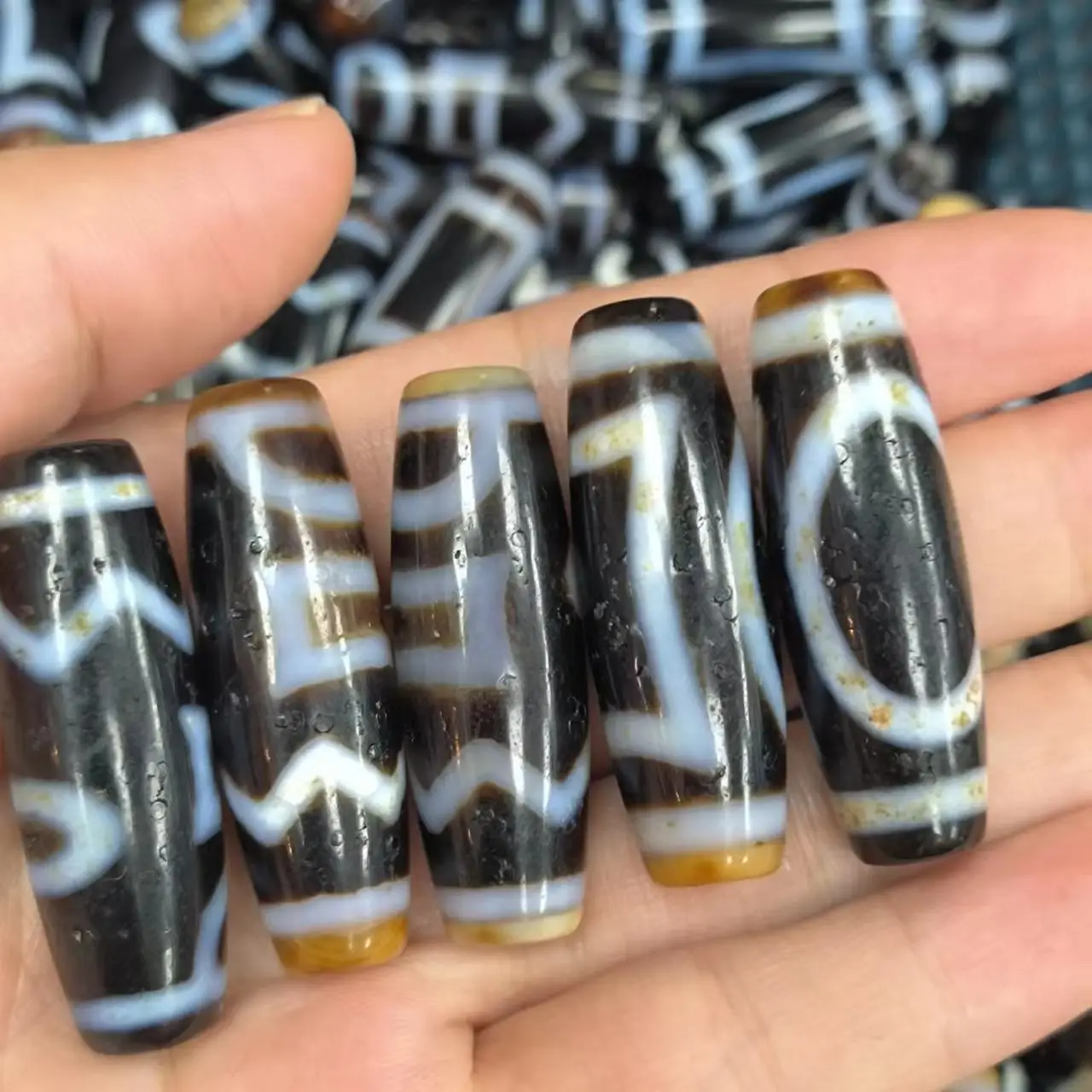 10pcs-lot-Natural-Agate-Dzi-brown-weathered-pattern-Various-patterns ...