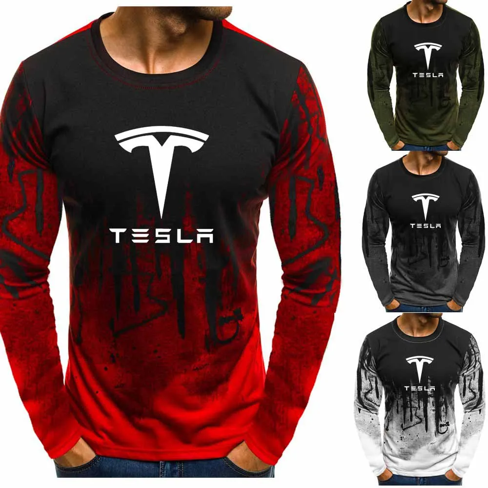 2020 New Fashion Cotton Men Hoodies Tesla Car Logo Print Fleece ...