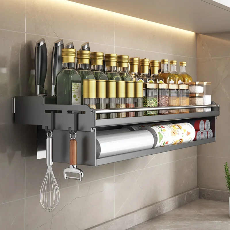 New-Kitchen-Condiment-Storage-Rack-Without-Punching-Multi-Functional ...