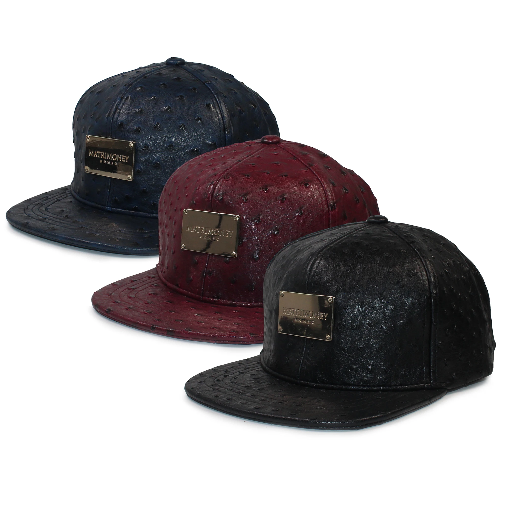 Ostrich-PU-Baseball-Cap-Metal-Plate-Logo-Men-s-Novelty-Baseball-Caps ...