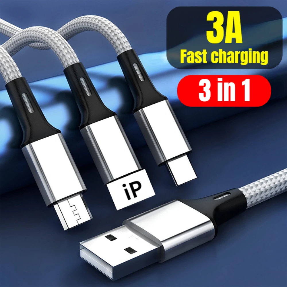 3A-3-in-1-Fast-charging-Micro-USB-Type-C-Charger-Cable-Multi-Usb-Port ...