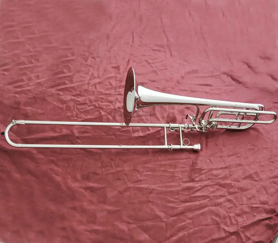 Professional Silver Bass Trombone Double Rotor Horn Bb/F/Eb&Bb/F/D/Gb ...