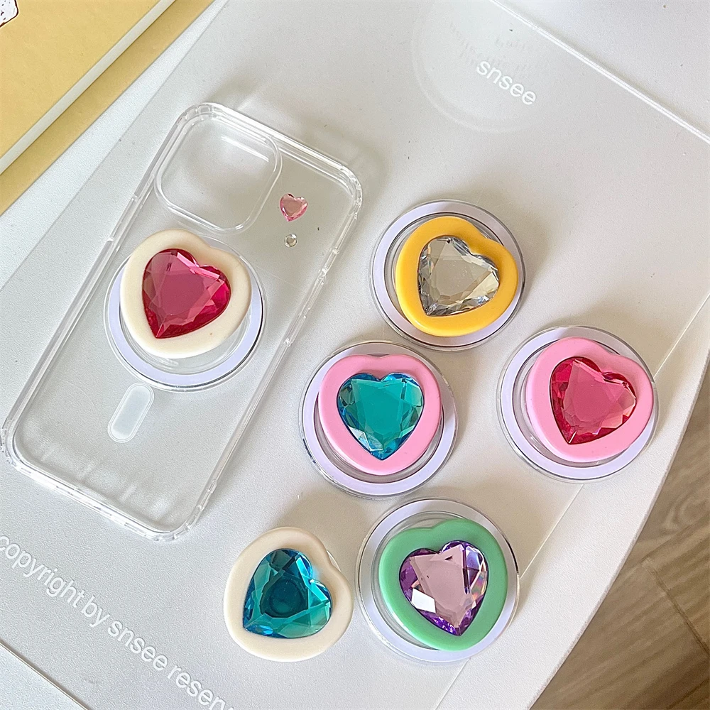 Korean-Cute-3D-Diamond-Love-Heart-For-Magsafe-Magnetic-Phone-Griptok ...