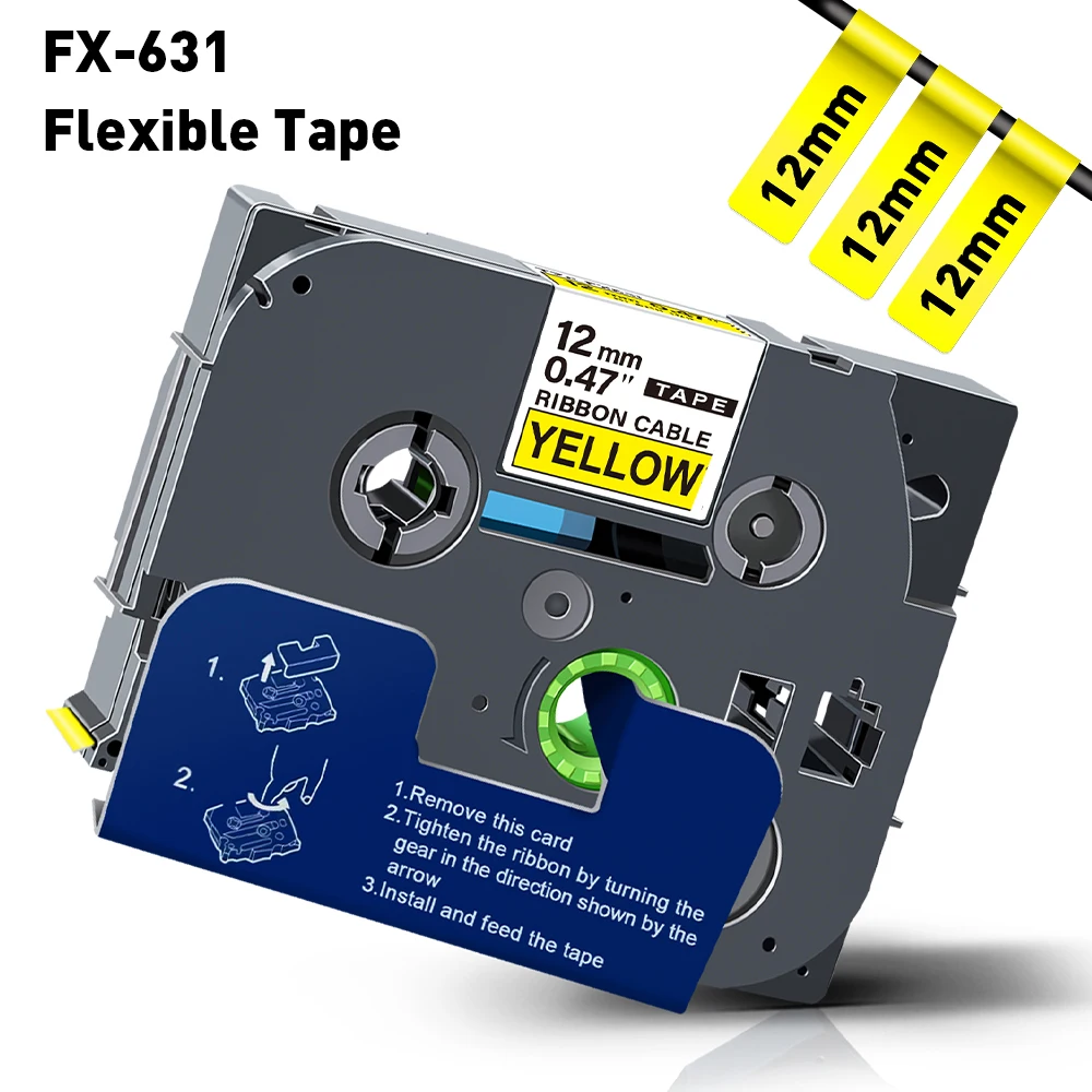 12mm-Flexible-ID-Tape-for-Brother-TZe-Label-Tape-FX631-FX231-TZE231 ...