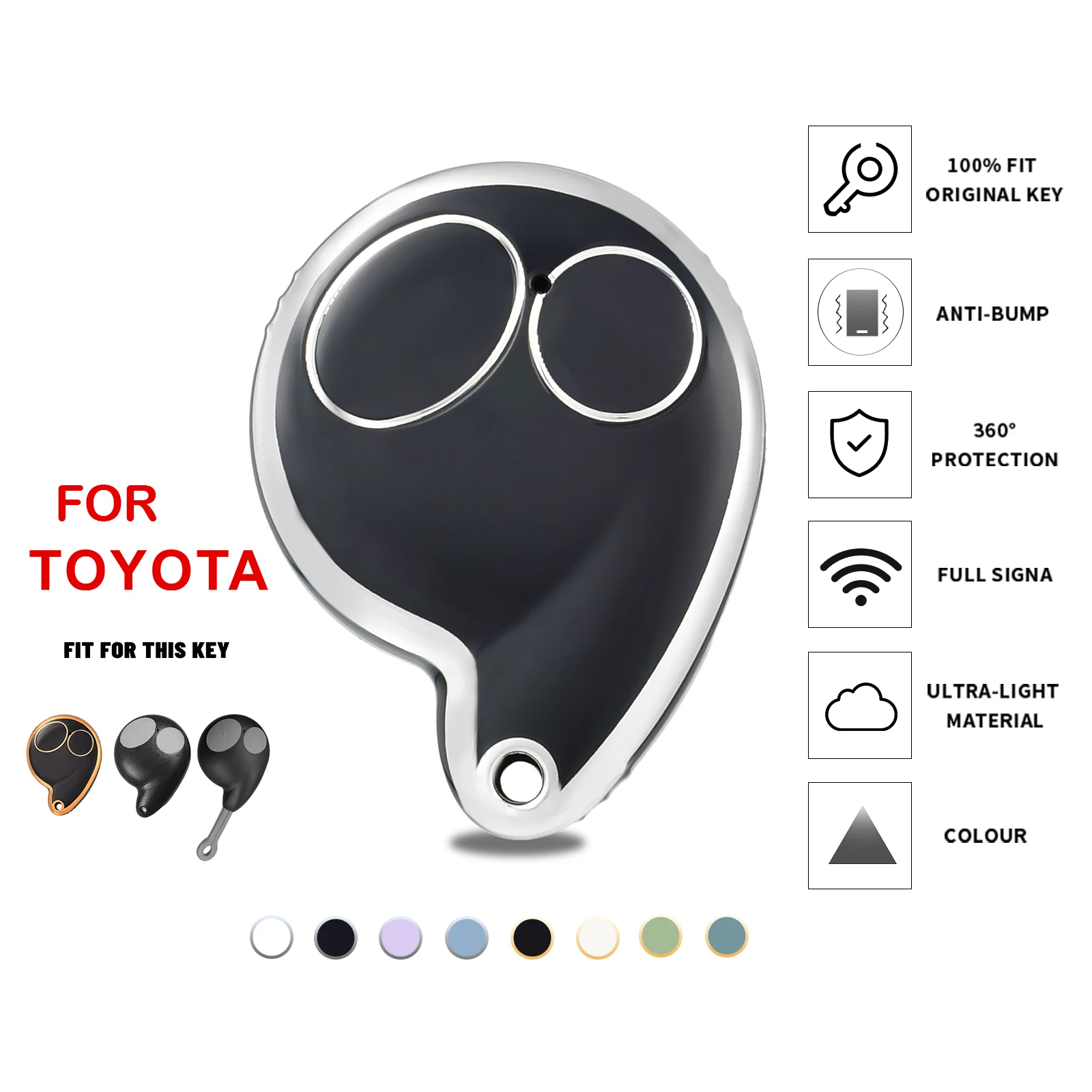 TPU-Car-Remote-Smart-Key-Shell-Fob-for-Toyota-Cobra-Alarm-Case-2-Button ...