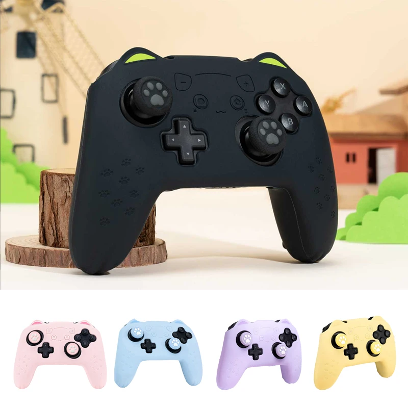 Black-Cat-Paw-Silicone-Soft-Shell-Gamepad-Sticker-Skin-For-Nintendo ...
