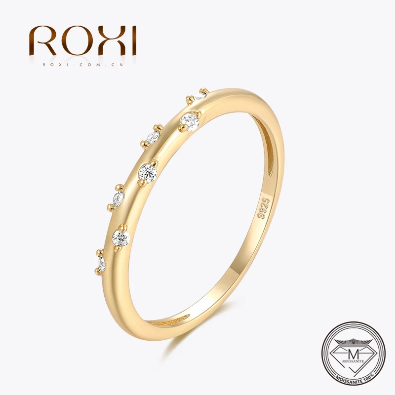 ROXI 925 Sterling Silver Rings For Men Women VVS1 Claw Inlaid Sparkling ...