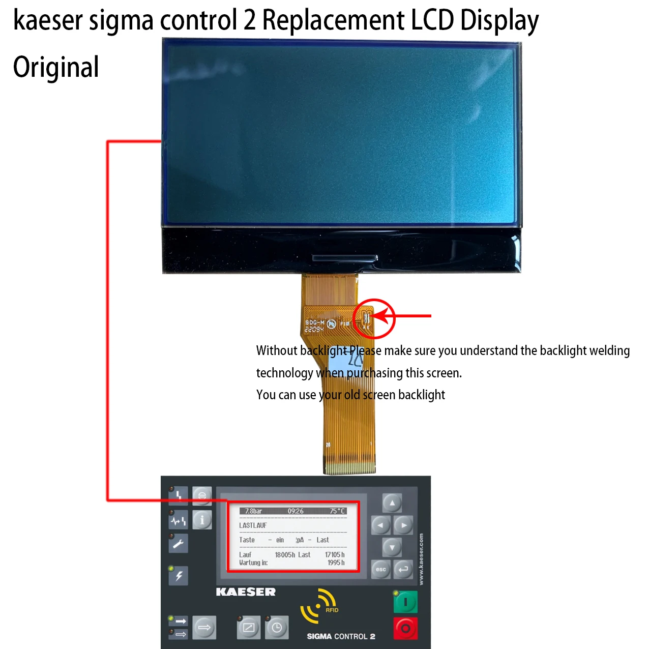 New-Original-LCD-Display-Replacement-Without-backlight-For-kaeser-sigma ...