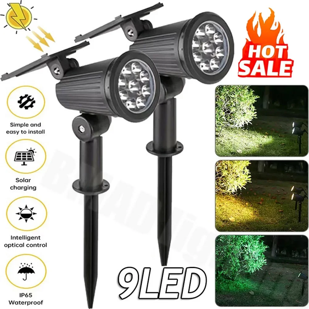 9-LED-Solar-Spot-Lights-Outdoor-RGB-Solar-Landscape-Lights-IP65 ...