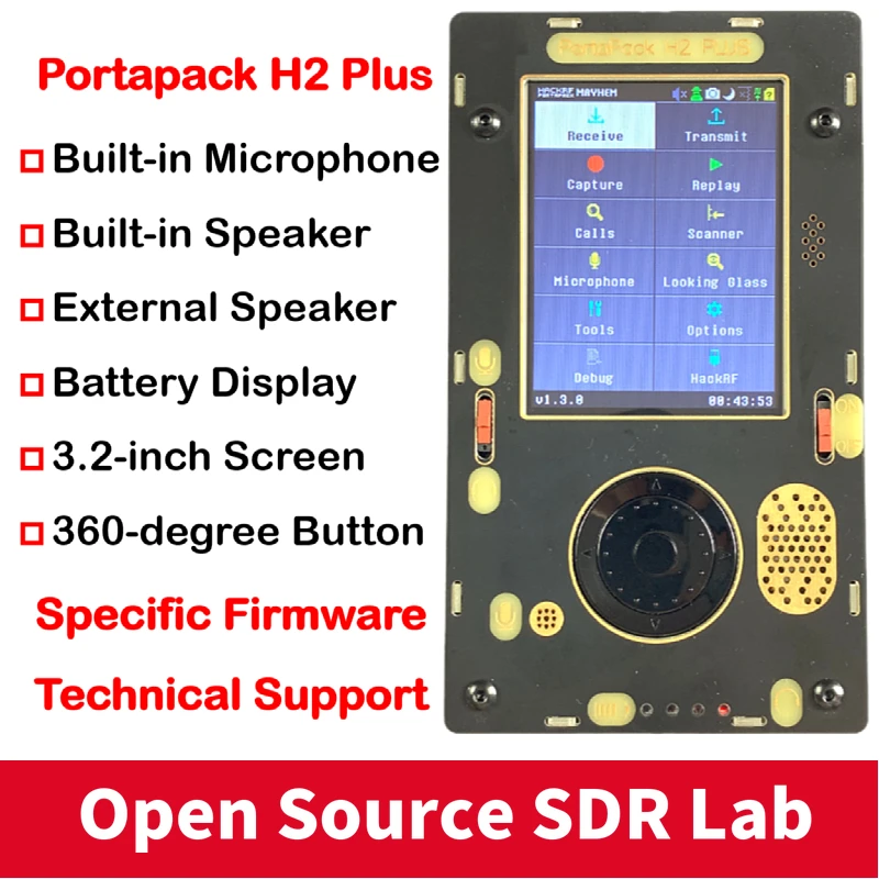 Hackrf Portapack H2 Plus Mayhem 특정 수정 펌웨어 Hackrf One 1mhz To 6ghz Sdr 1400mah 배터리 01ppmtcxo