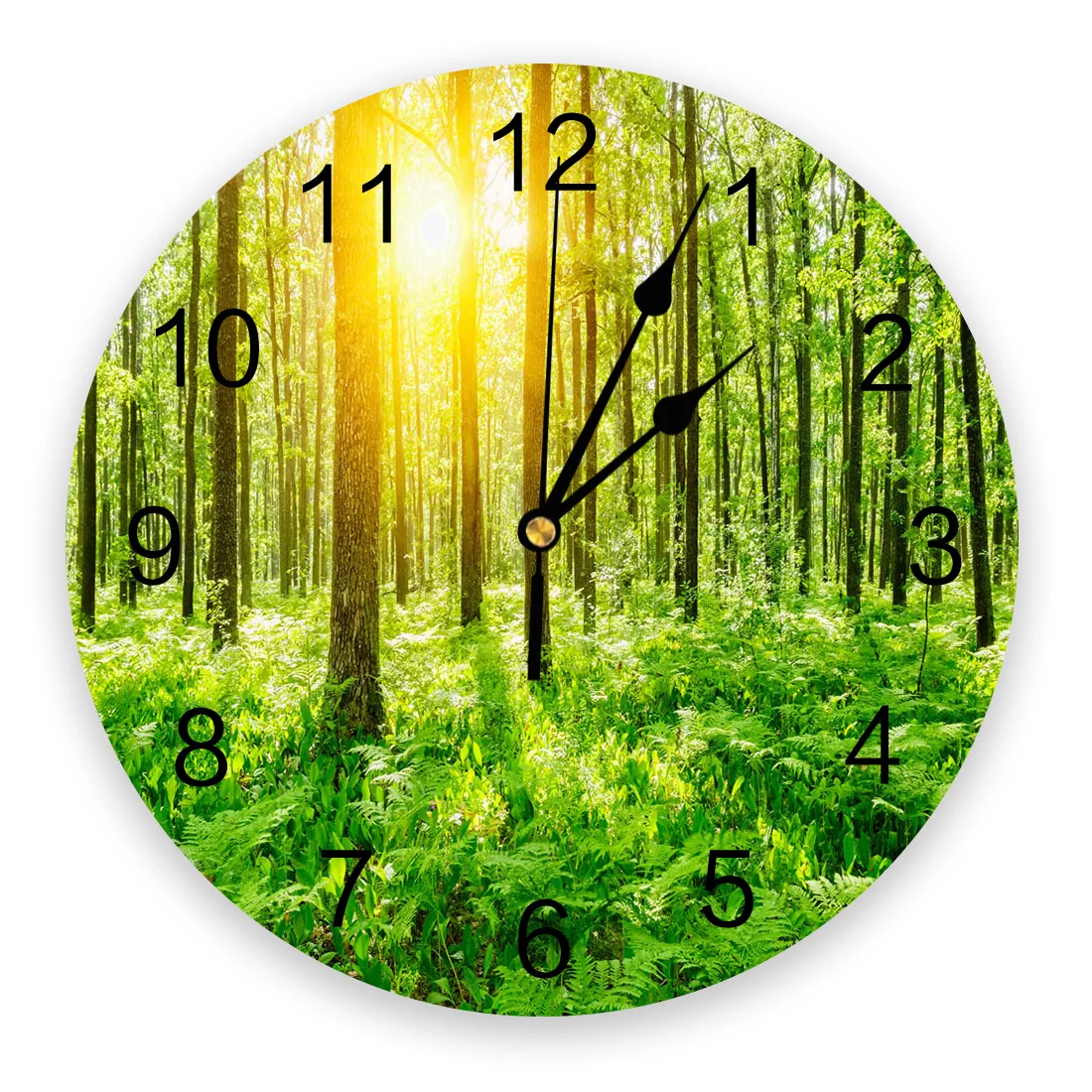 Forest-Grass-Sunlight-Clock-Living-Room-Home-Decor-Large-Round-Wall ...