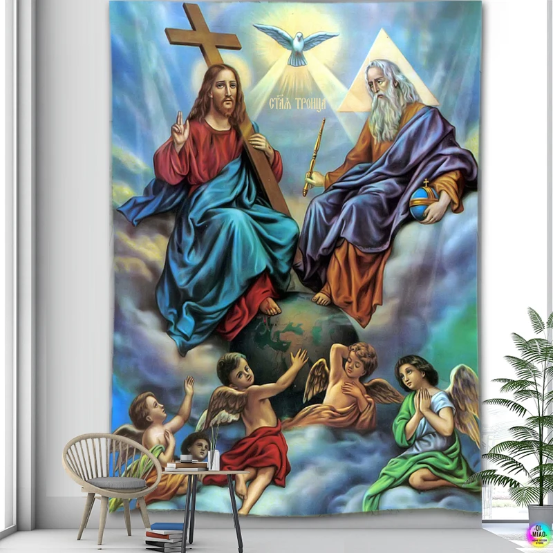 Room Decoration | Jesus Tapestry | Holy Trinity | Home Decor | Murals ...