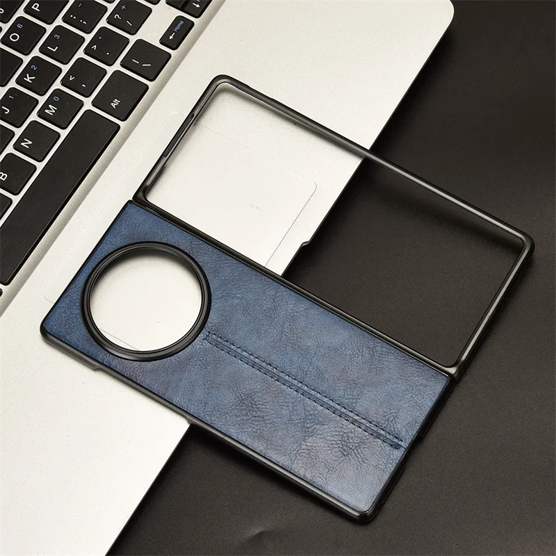 For Vivo X Fold3 Pro Case Luxury Calfskin PU Suture Leather lines Back ...