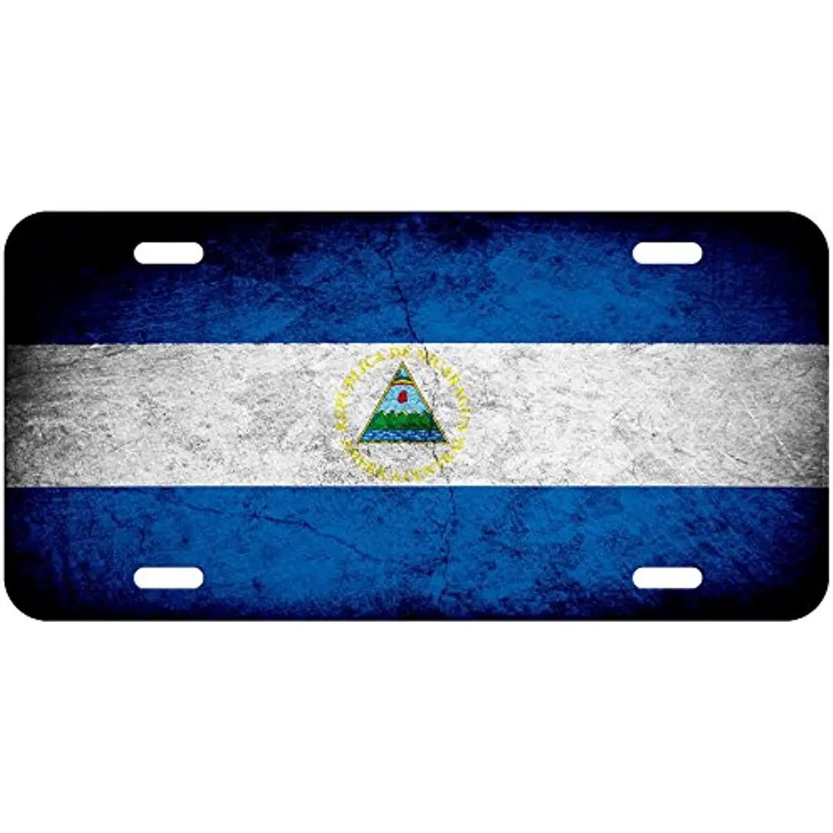 Aluminum-License-Plate-Flag-of-Nicaragua-Nicaraguan-Rustic-Wall ...