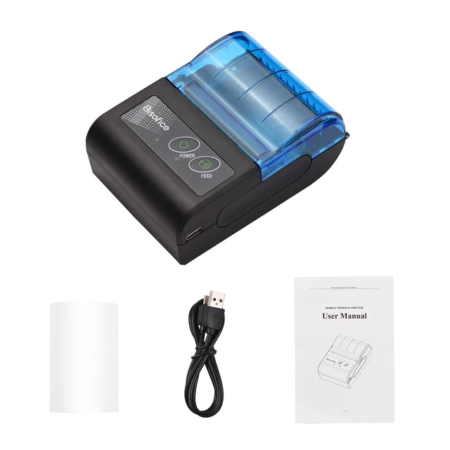 Bisofice Mini Thermal Printer Wireless USB Receipt Bill Ticket Printer with 58mm Print Paper ...