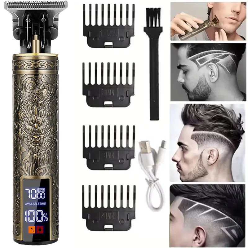 T9 Professional Retro Electric Cordless Hair Clipper Grade Rechargeable ...