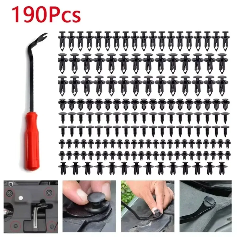 Bag of 190 Pcs Set Car Universal Buckle 6 Models Size Fastener Rivet ...