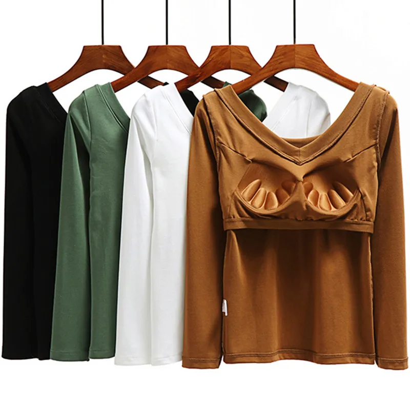 Spring Autumn Sleep Tops One Piece Pajamas Women Cotton V-Neck Chest ...