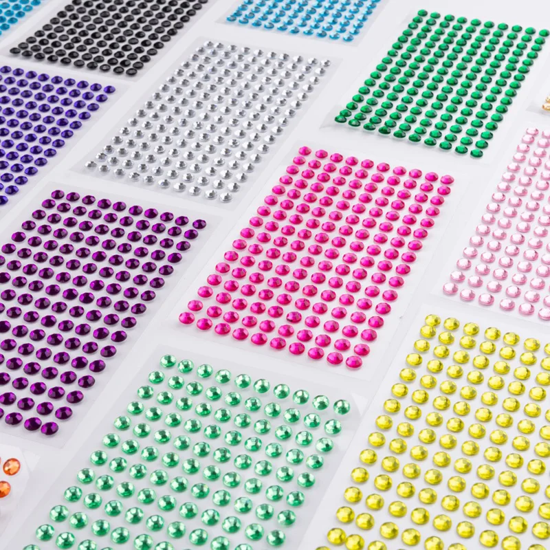 Round 3/4/5/6/8/10mm Self Adhesive Rhinestone Sticker Gems/adhesive ...