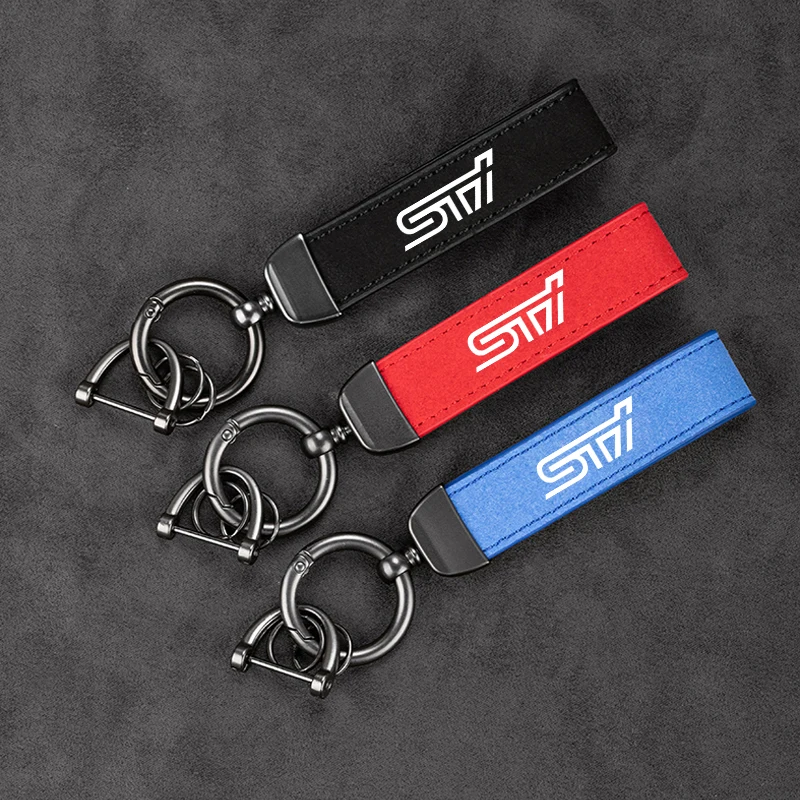 Suede-Leather-Car-Key-Chain-Ring-Keychain-For-Subaru-Forester-STI-WRX ...