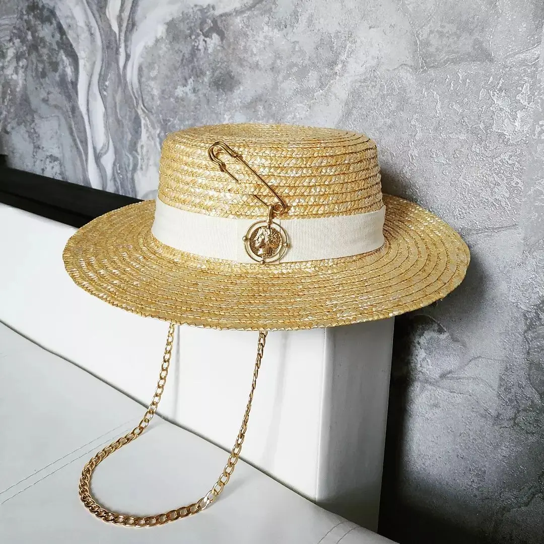 2023-Summer-sun-hat-Lafite-grass-French-straw-hat-Women-s-chain ...