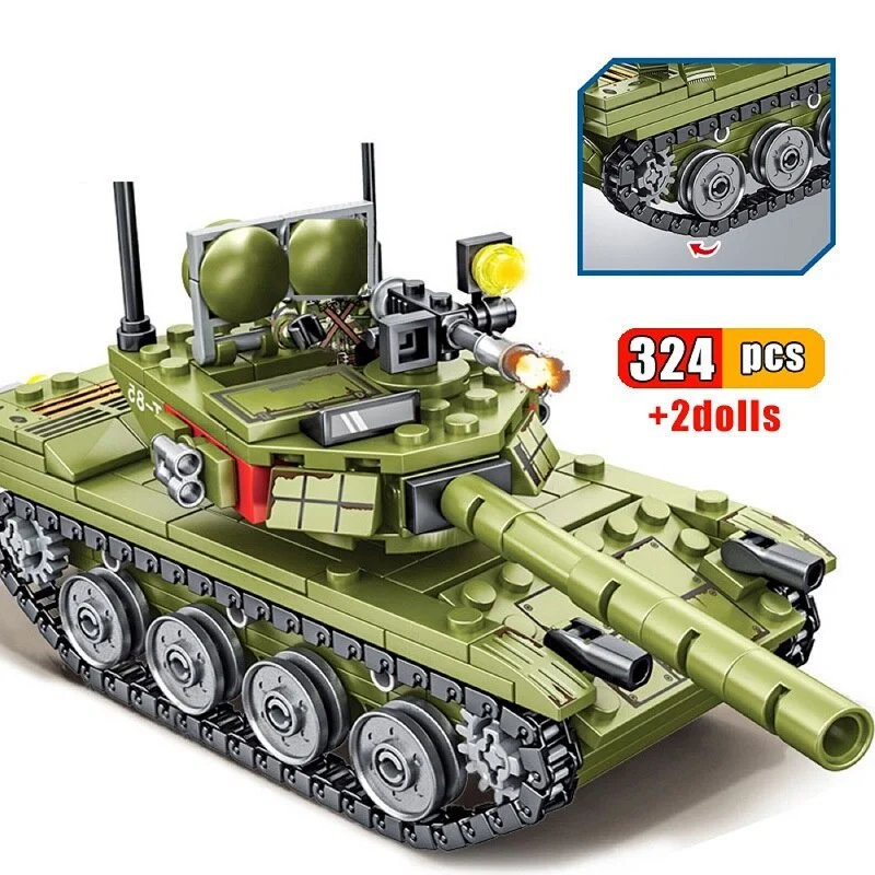 324PCS-Military-Tank-Main-Battle-Series-Weapon-Ww2-Building-Blocks-85 ...