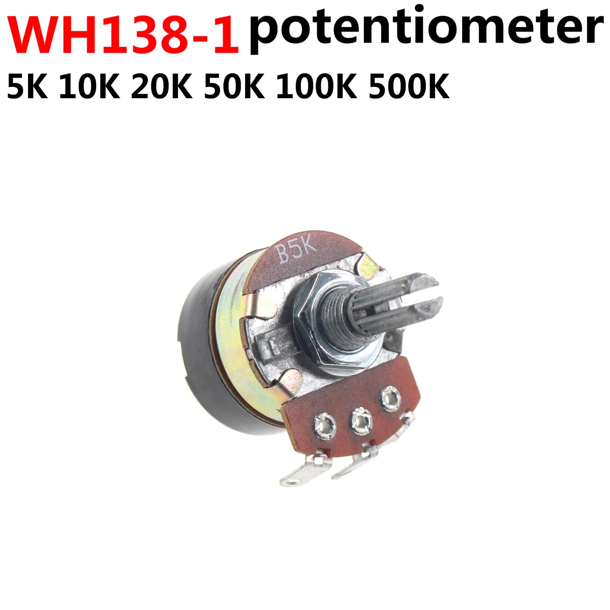 5PCS-WH138-1-B5K-B10K-B20K-B50K-B100K-BAdjustable-Resistance-Speed ...
