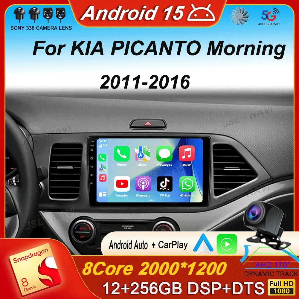 Android 15 Carplay Auto For KIA PICANTO Morning 2011 2012 2013 2014 ...