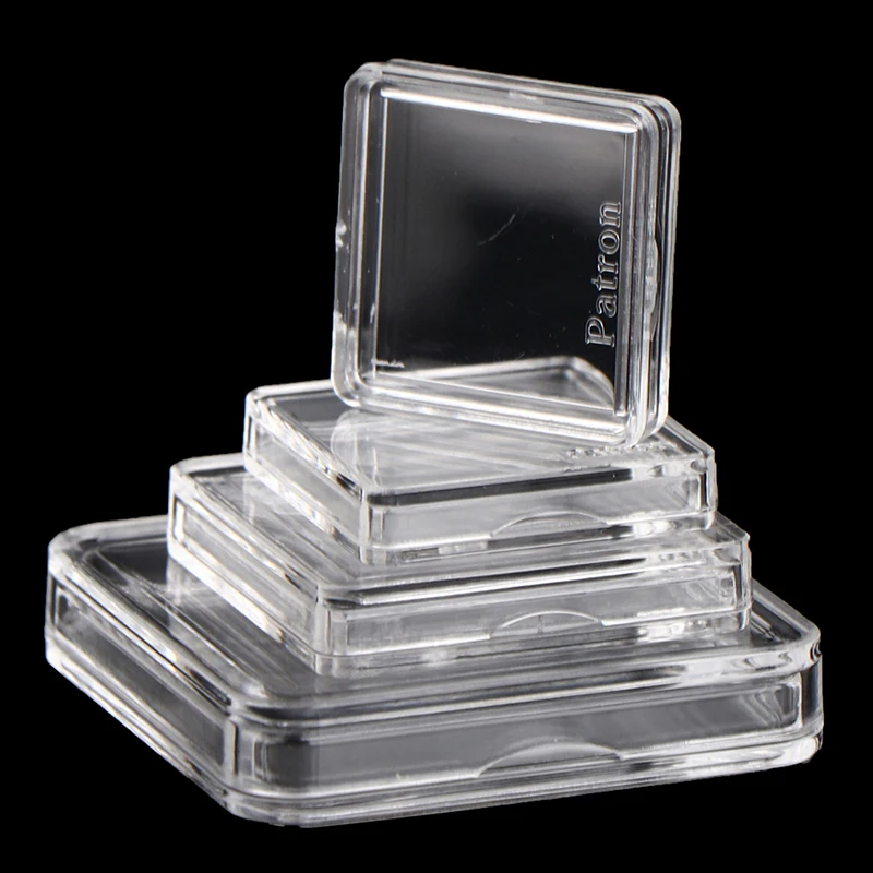 10PCS-8mm-20mm-25mm-36mm-Square-Clear-Plastic-Protector-Containers-Case ...