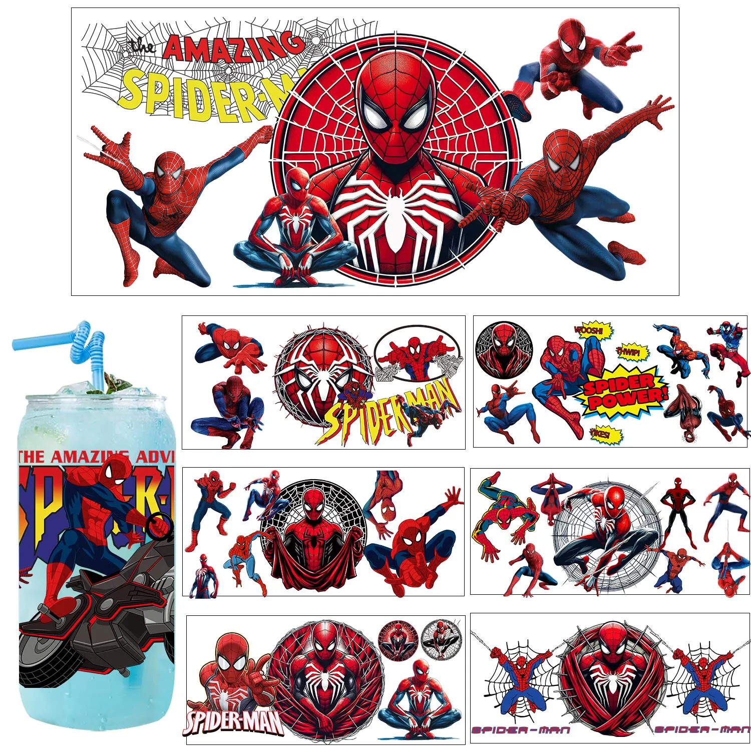 30 Style Popular Super Hero Cartoon Series UV Sticker DIY Decals 3D ...