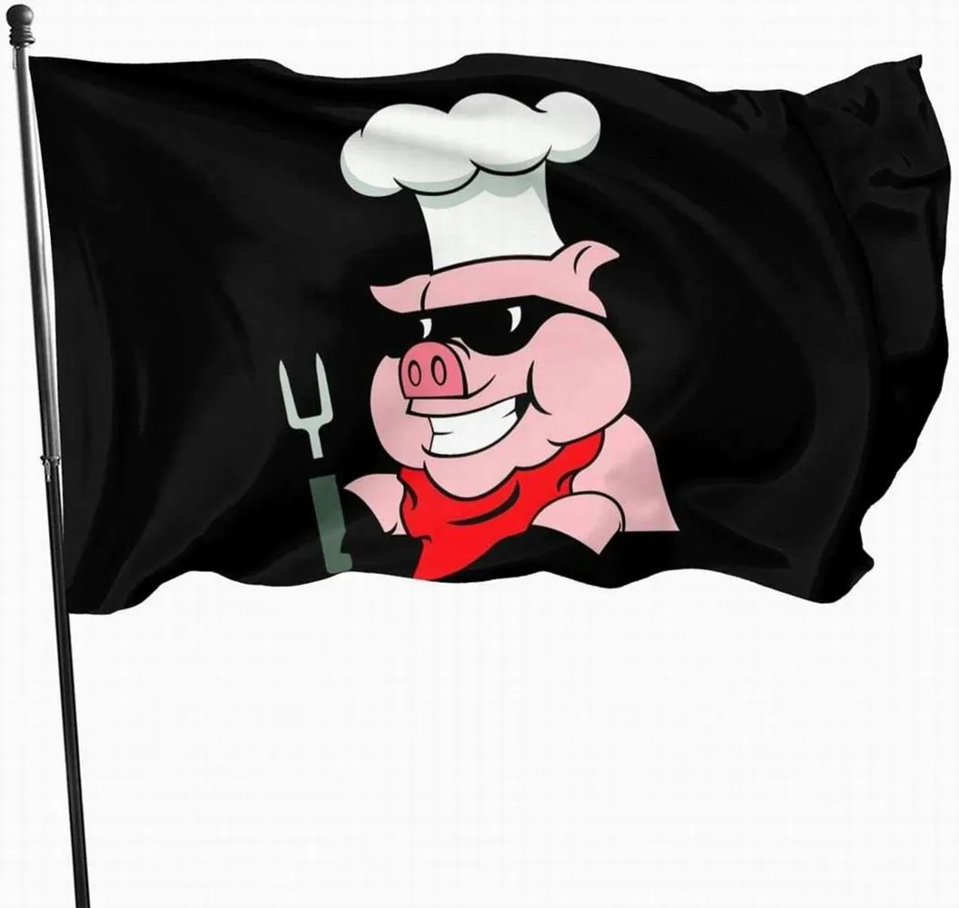 Barbecue-Pig-Flag-Outdoor-Funny-Stripes-Banner-Vivid-Color-Polyester ...