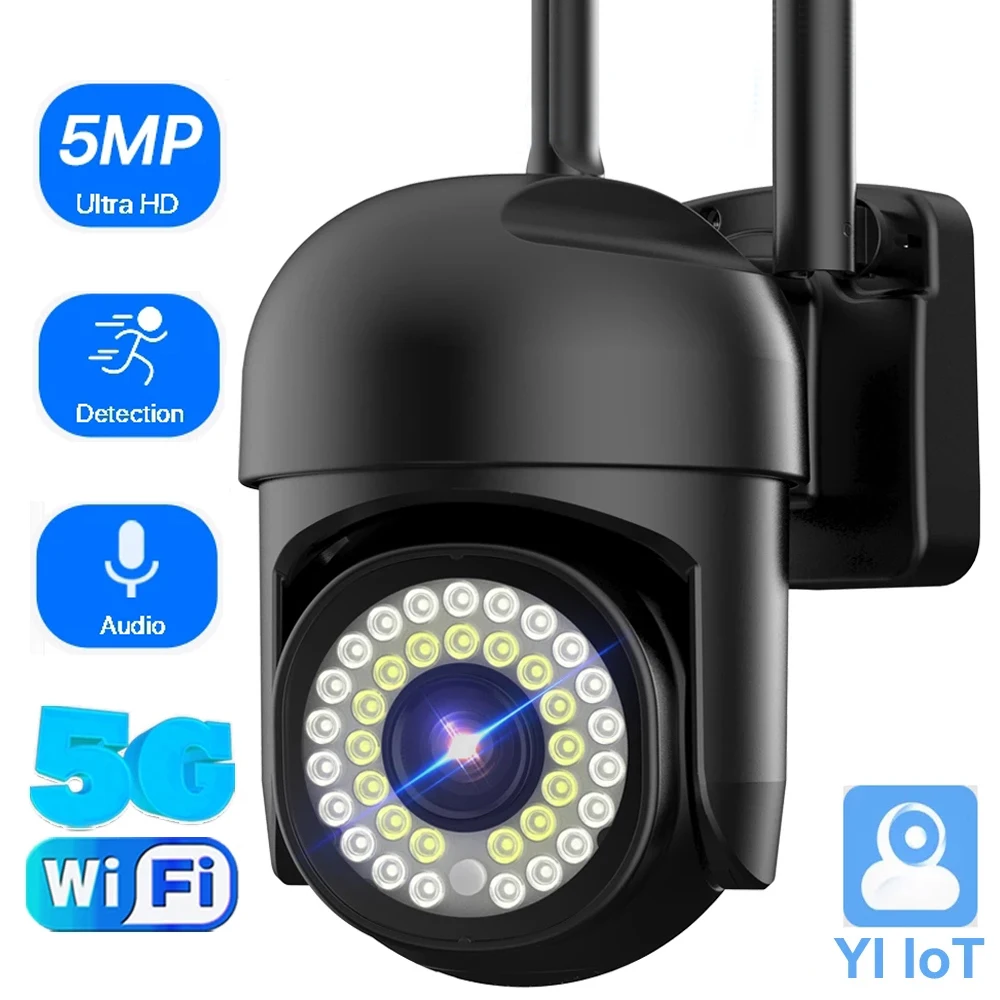 YI IoT 5MP WiFi IP Camera 2.4Ghz 5Ghz CCTV Outdoor Security PTZ Camera ...