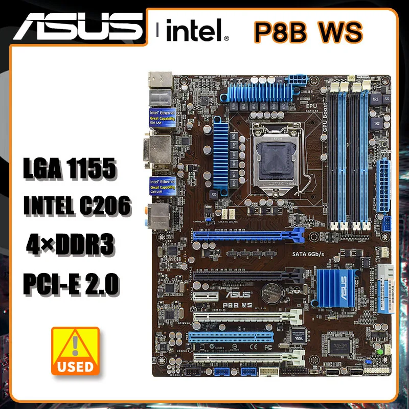 LGA1155-Motherboard-Asus-P8B-WS-Motherboard-Intel-C206-DDR3-32GB-USB3-0 ...