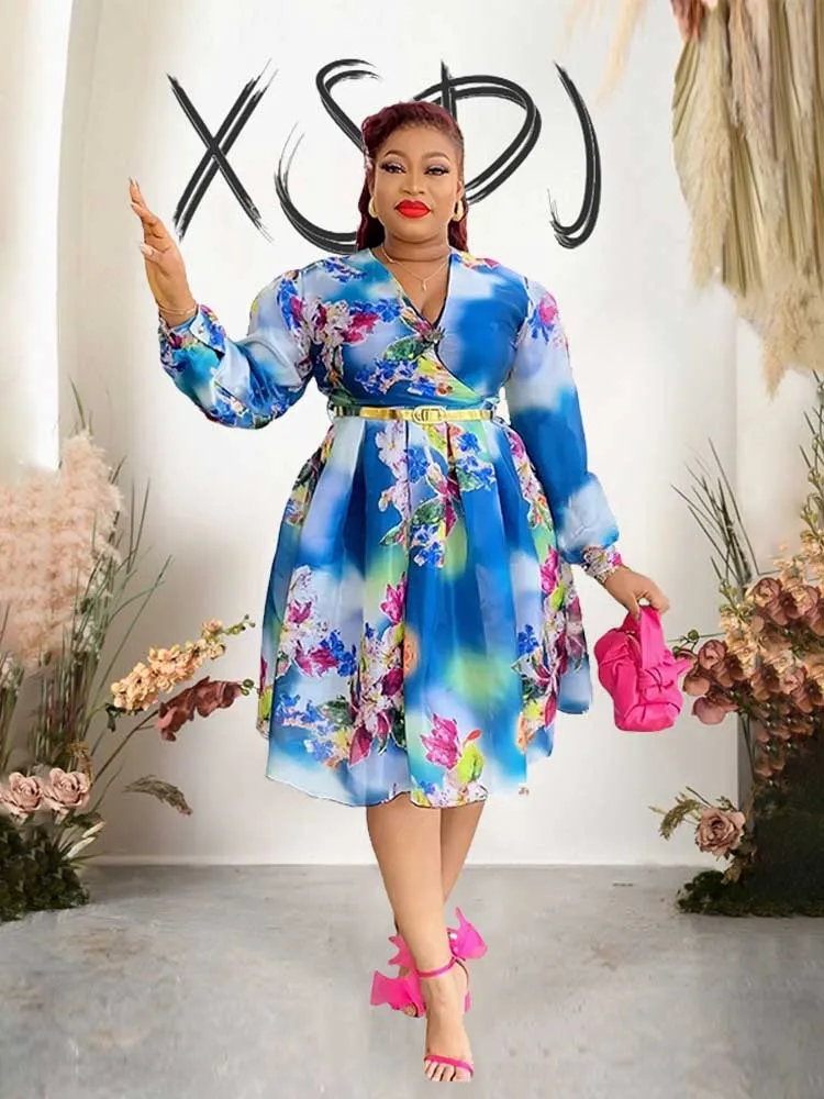 Plus Size Women Clothing Xl 2xl 3xl Chic and Sexy V Neck Dress Elegant ...