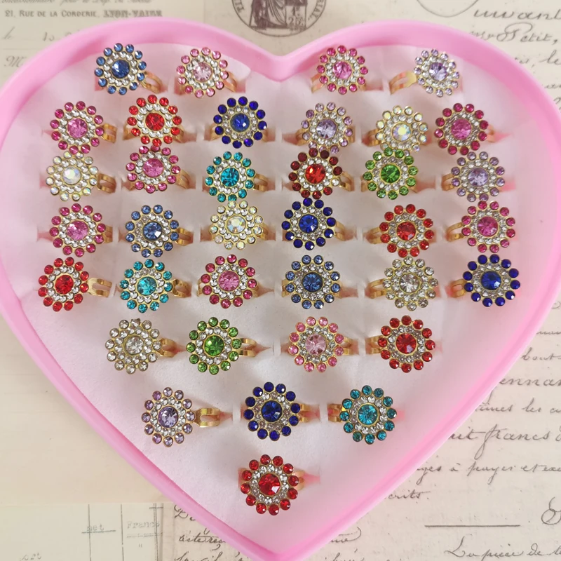 10-12-20-36pcs-Adjustable-Kids-Crystal-Sun-Flower-Rings-Adjustable ...