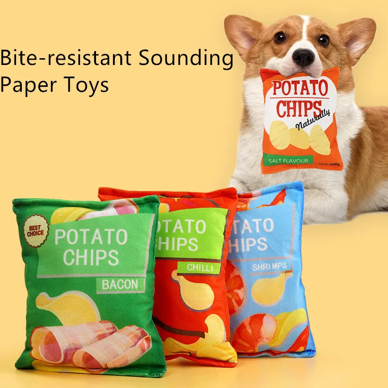 Funny Dog Toys Crisps Plush Filled Pets Squeaky Chew Toy Bite-resistant ...