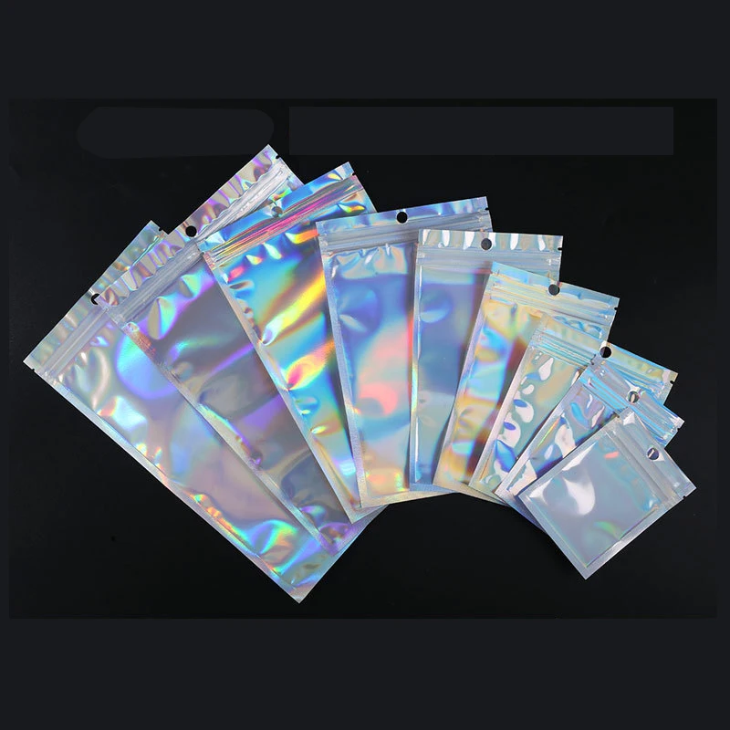 20/50/100pcs Iridescent Zip Lock Bags Resealable Laser Ziplock Bag ...