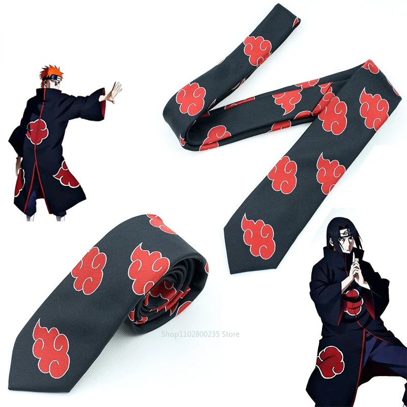 Anime-Naruto-Tie-Akatsuki-Neckcloth-Red-Cloud-Cosplay-Necktie-Prop ...