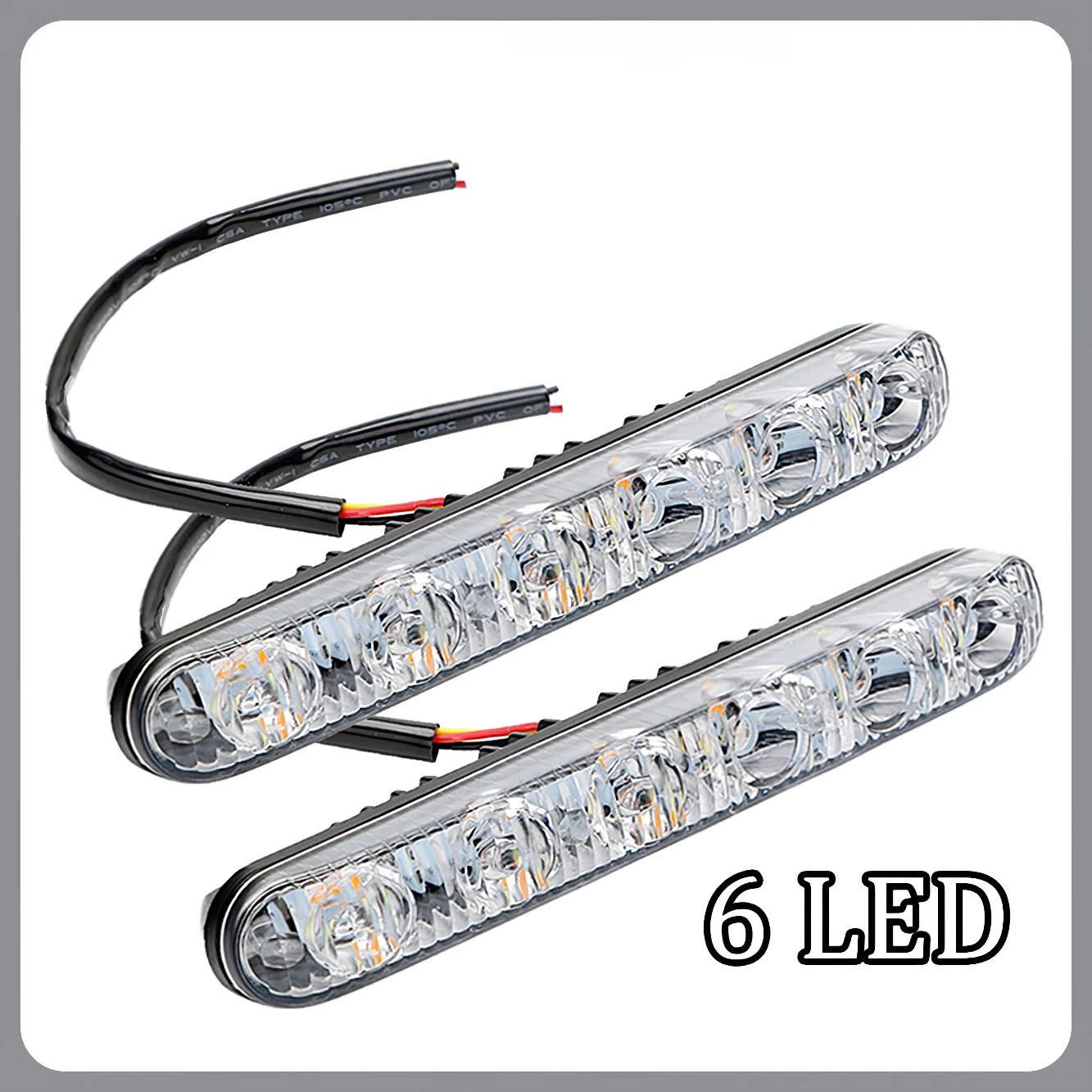 6LED Super Bright 12V Daytime Running Lights Flexible Waterproof DRL ...