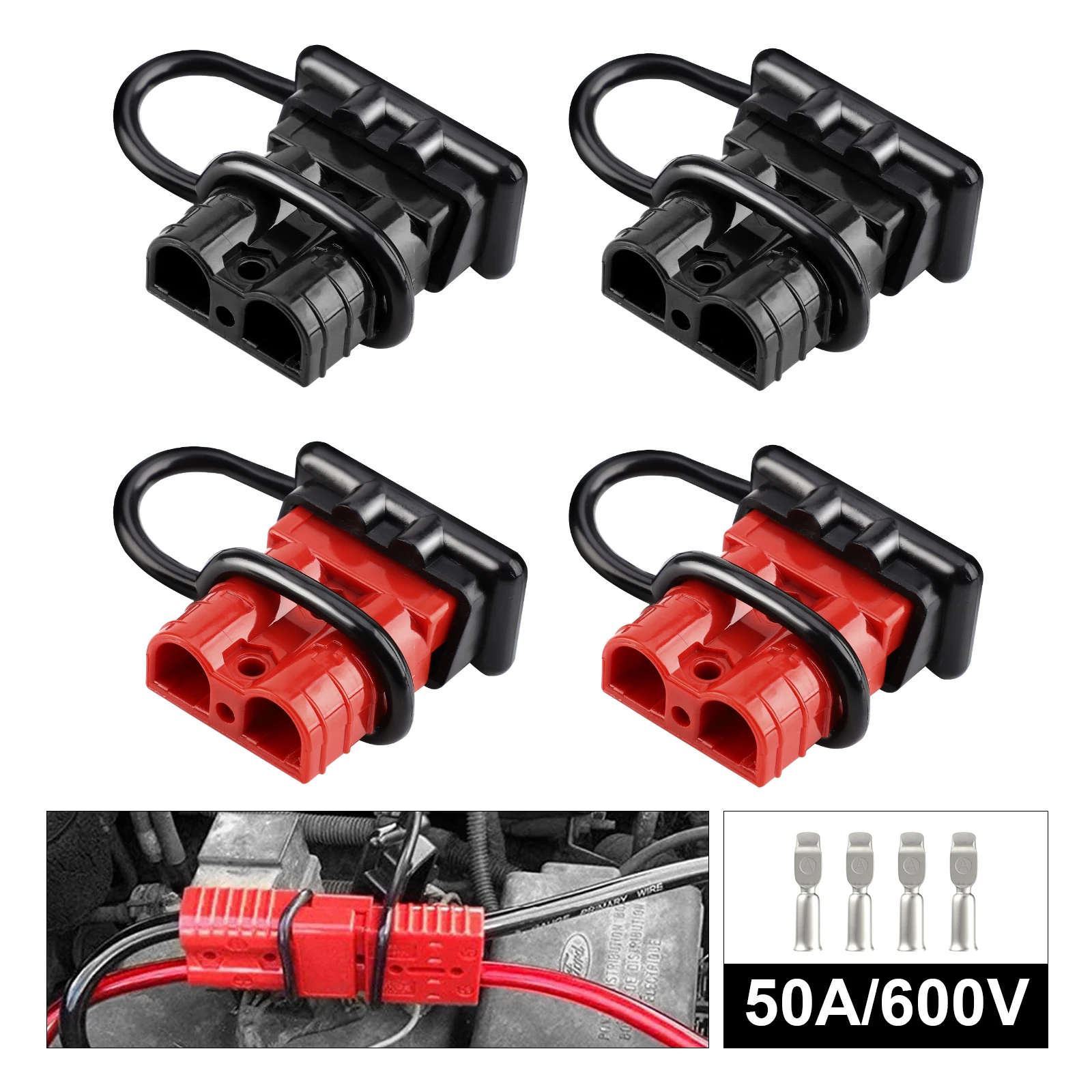 2PCS-50A-Plug-Battery-Trailer-Durable-Quick-Connector-Kit-600V-Winch ...