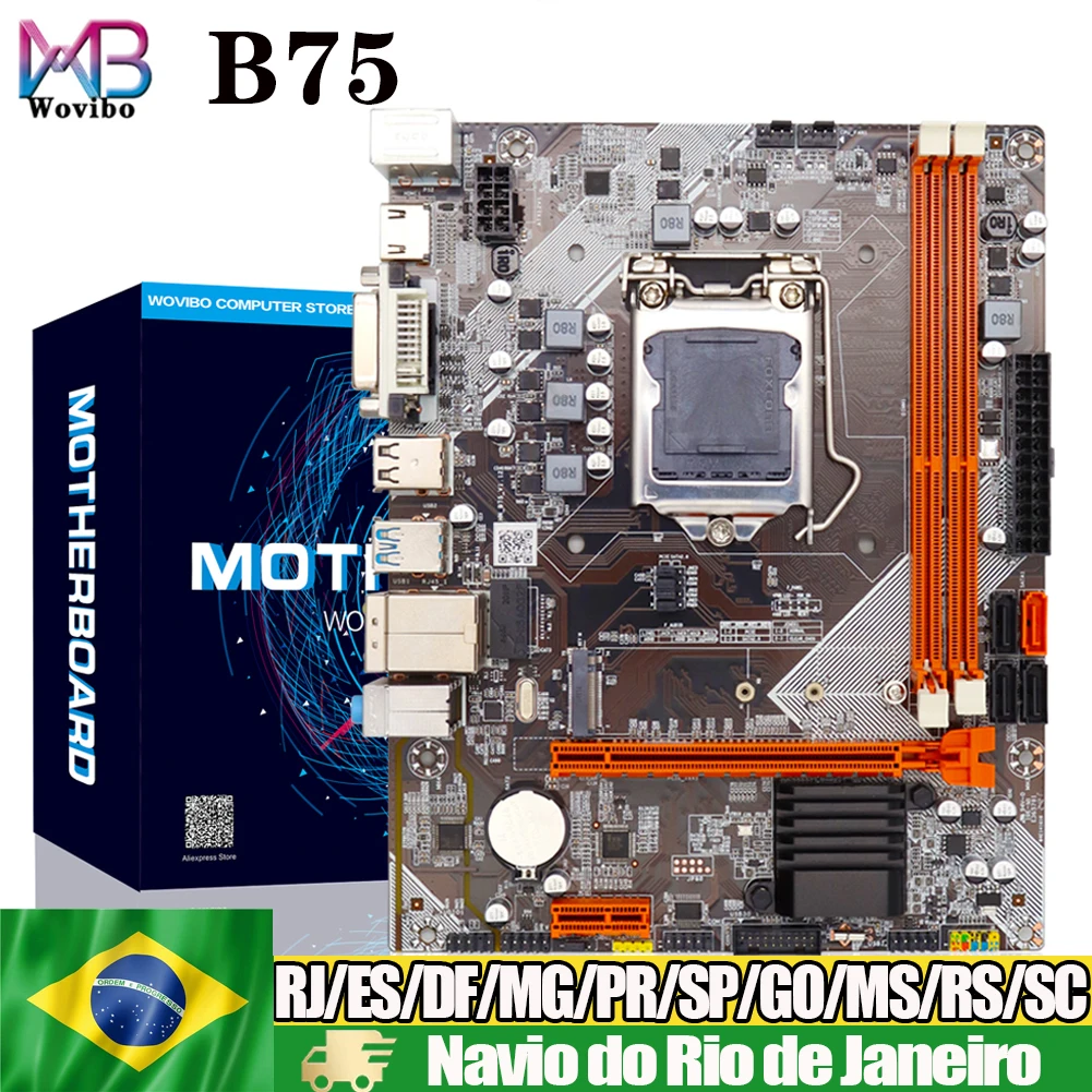 Placa-mãe de computador para Intel, B75, LGA 1155, M.2, NVME, USB 3.0 ...