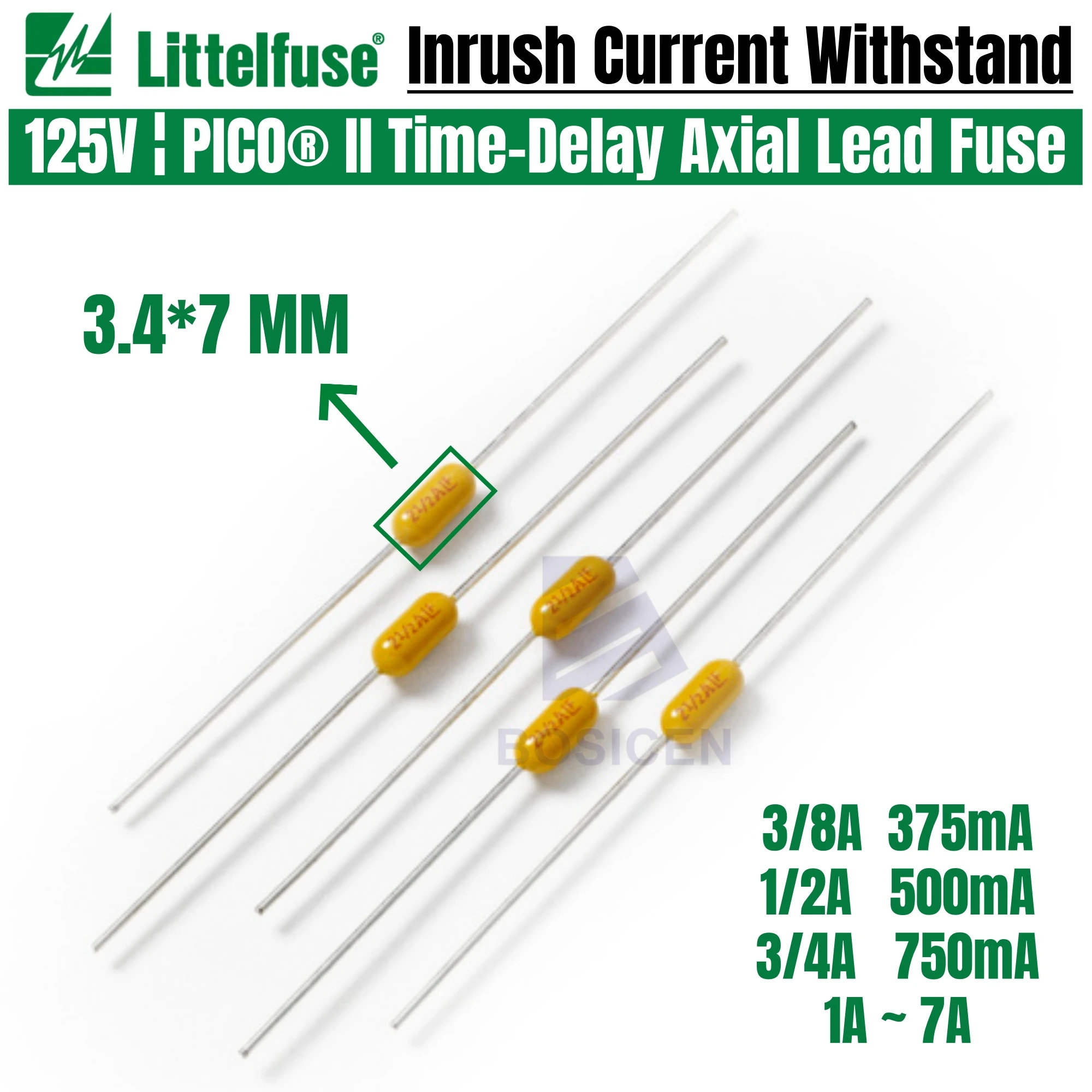 10PCS LF 473 Slow Blow Yellow PICO Resistance Fuse 125V 500mA 750mA 1A ...
