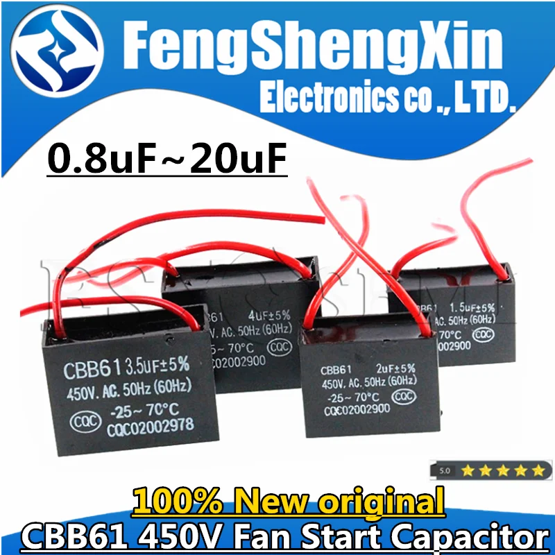 1pcs CBB61 start capacitance AC Fan Capacitor 450V 0.8uF 1UF 1.2UF 1 ...