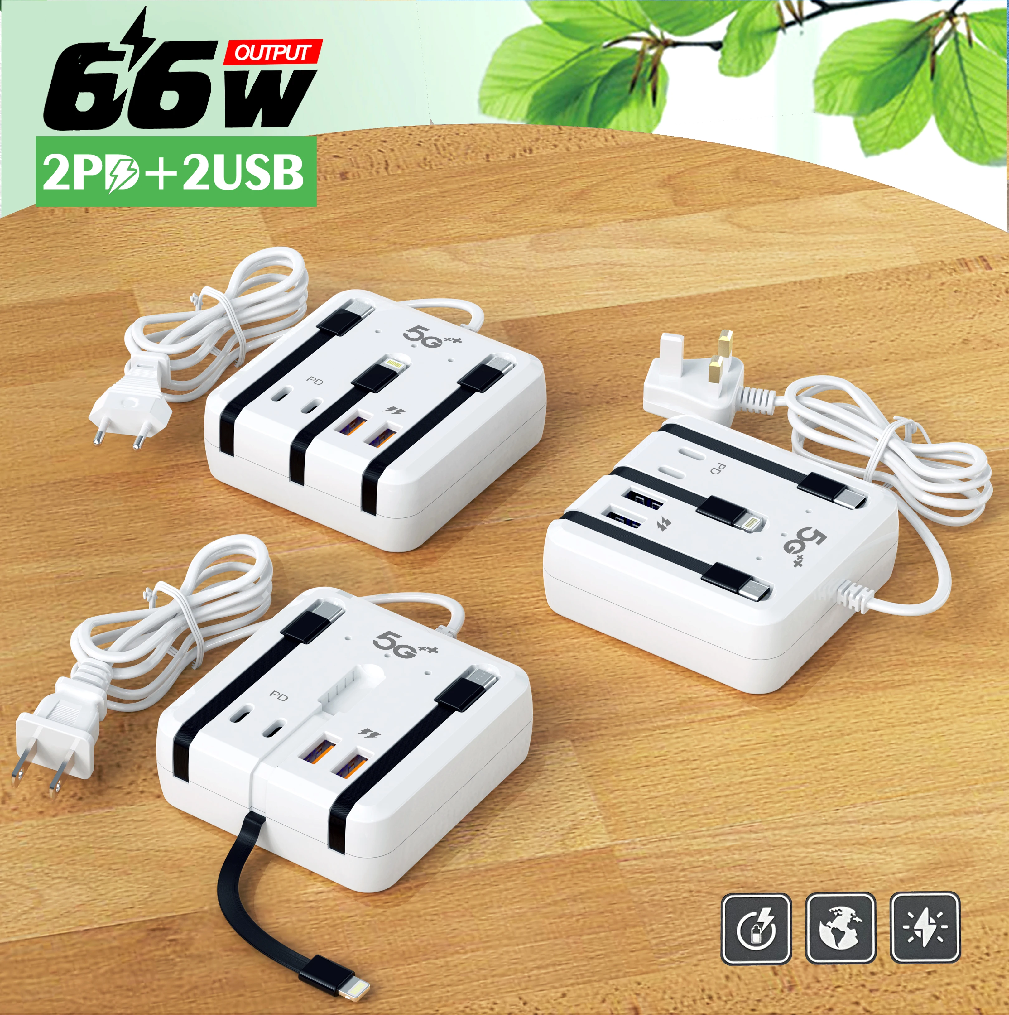 65W-Multiport-USB-Charger-PD-Type-C-Fast-Charging-EU-US-Plug-Wall ...