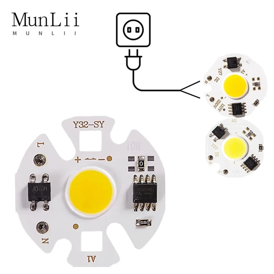MunLii No Need Driver 220V LED COB Chip 3W 5W 7W 10w 12w LED Chip Lamp ...